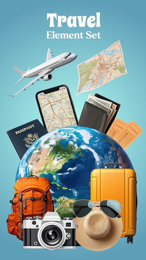 Travel design element set | Free Photo - rawpixel