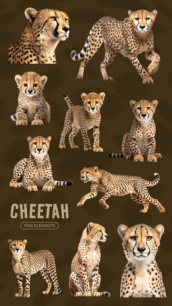 Cheetah wildlife design element set | Free Photo - rawpixel