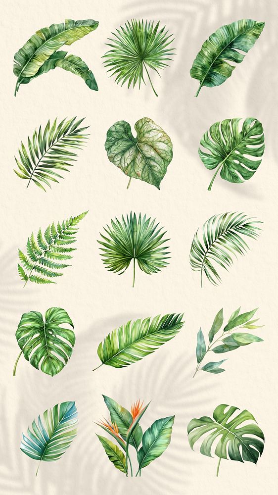 Tropical leaf element set | Free Photo - rawpixel