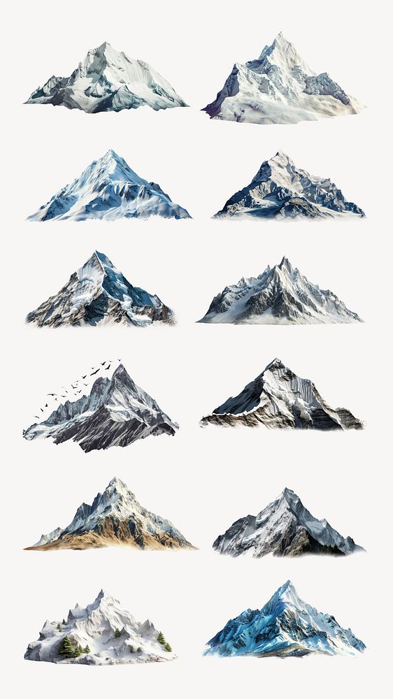 Snowy mountain element set | Free Photo - rawpixel