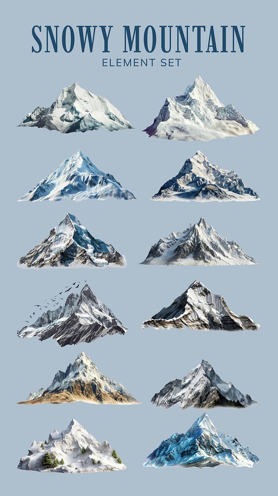 Snowy mountain element set | Free Photo - rawpixel