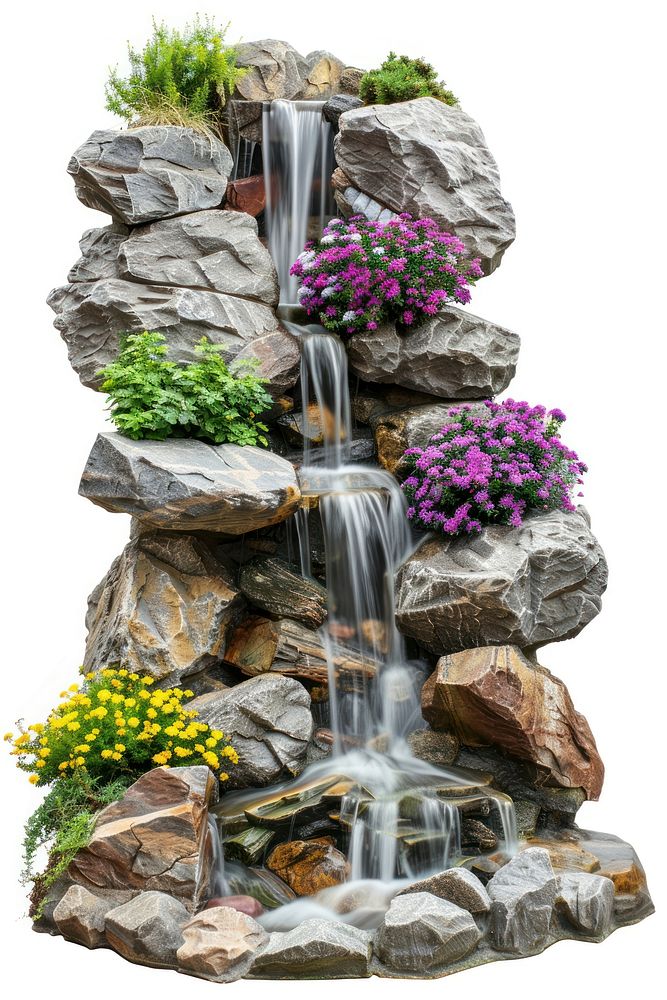 Natural stone waterfall feature | Free Photo - rawpixel