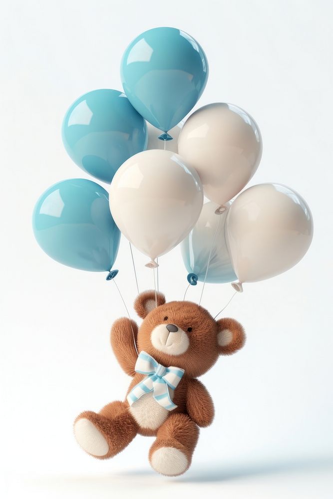 Teddy bear floating with balloons | Free Photo Illustration - rawpixel
