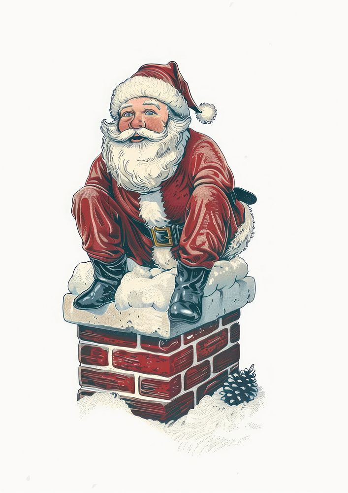 Santa on chimney illustration | Free Photo Illustration - rawpixel