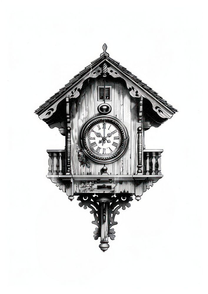 Vintage wooden cuckoo clock illustration | Free Photo Illustration ...