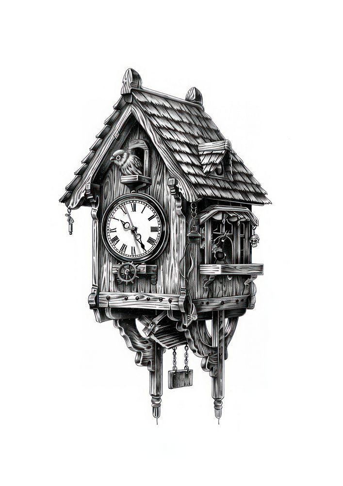 Vintage wooden cuckoo clock illustration | Free Photo Illustration ...