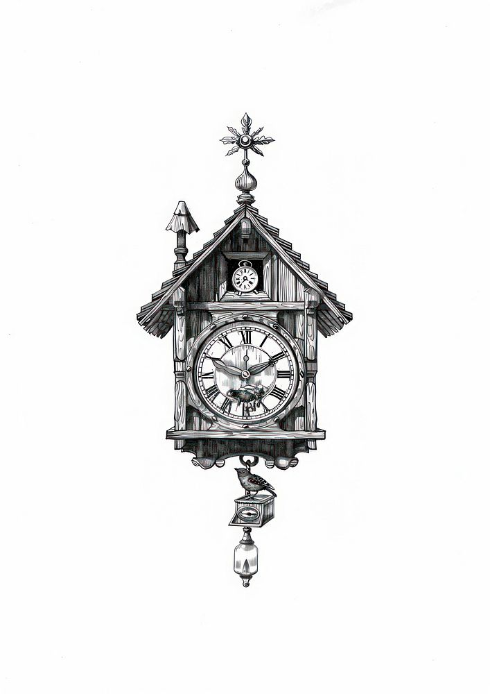 Vintage cuckoo clock illustration | Free Photo Illustration - rawpixel