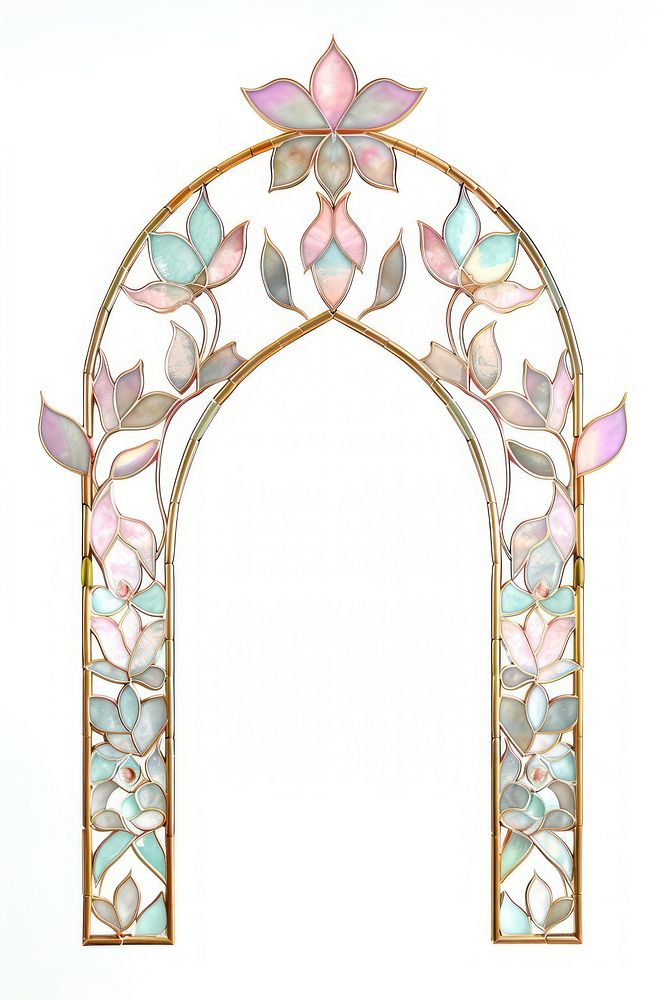Elegant floral stained glass archway | Free Photo Illustration - rawpixel