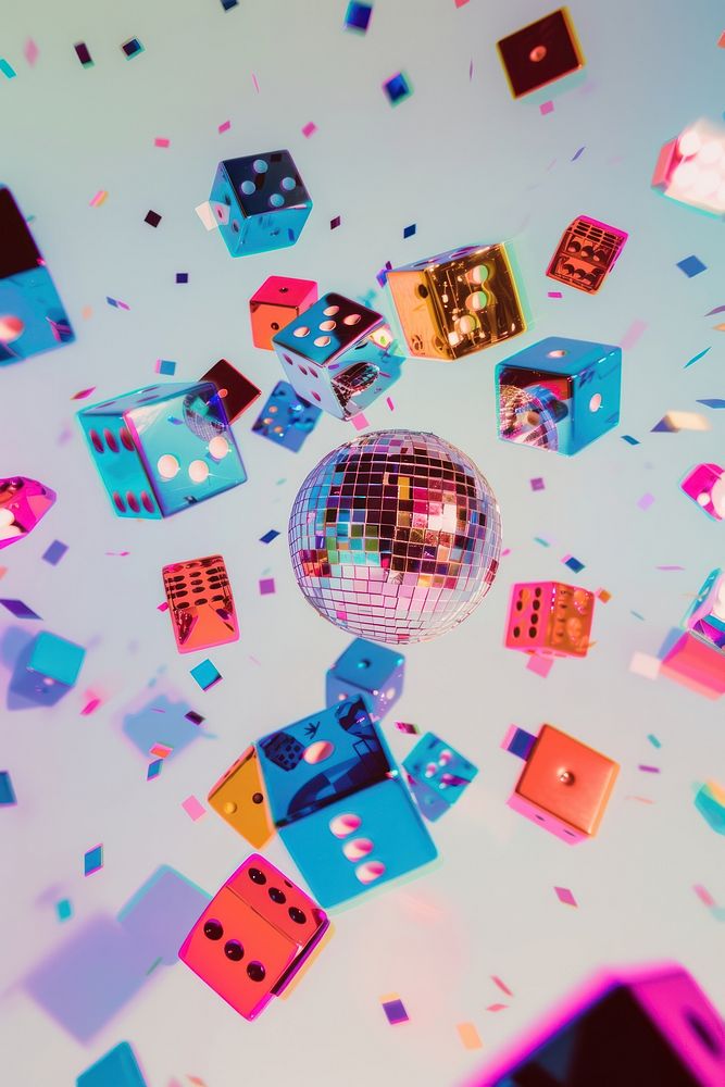 Floating disco ball text credit | Free Photo - rawpixel