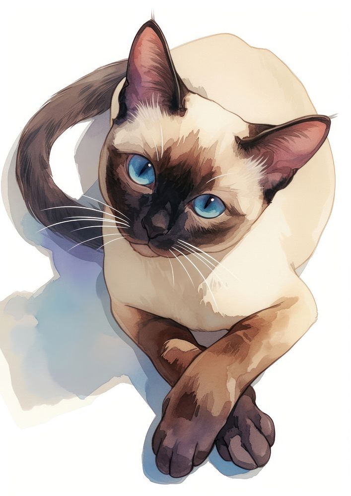 Siamese cat art illustrated. | Free Photo Illustration - rawpixel