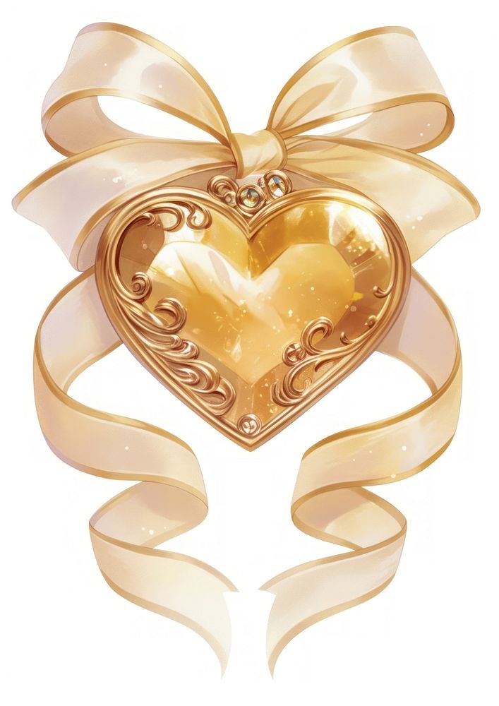 Coquette silver heart brooch gold | Premium Photo Illustration - rawpixel