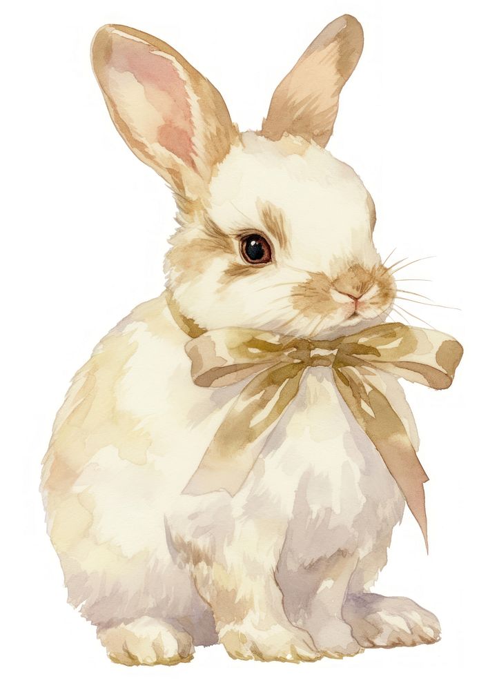 Cute bunny with ribbon | Free Photo Illustration - rawpixel