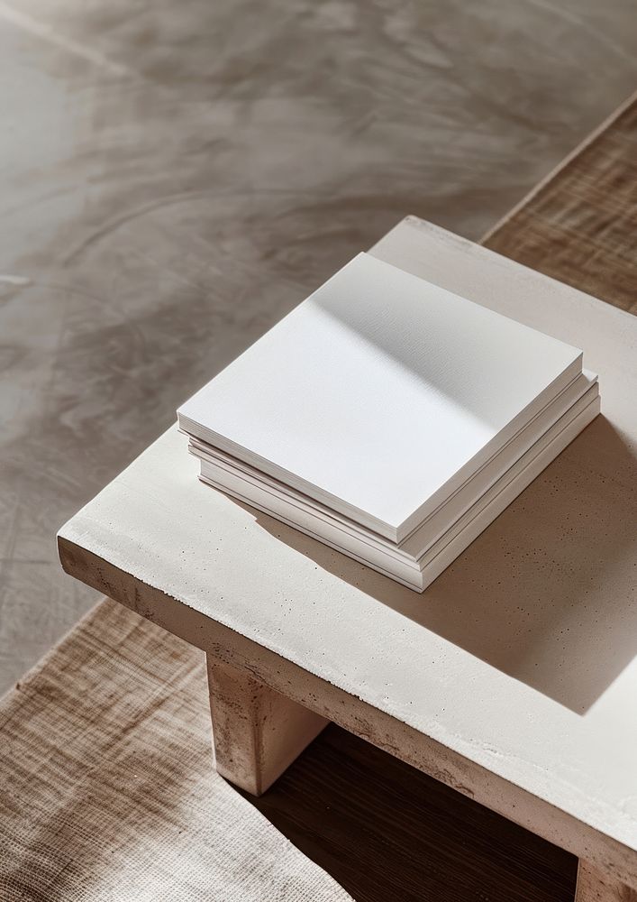 Minimalist white books on table | Free Photo - rawpixel