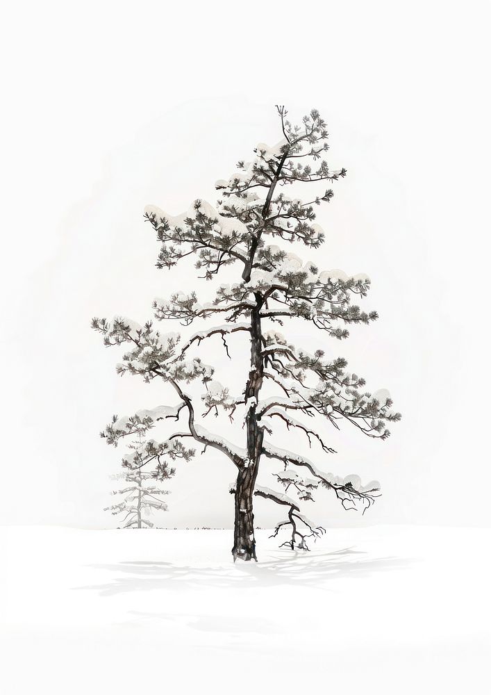winter dead pine tree illustrated | Free Photo Illustration - rawpixel