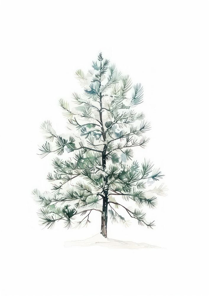 winter empty pine tree illustrated | Free Photo Illustration - rawpixel