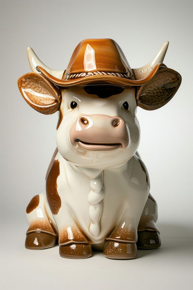 Ceramic cow figurine with hat | Free Photo - rawpixel