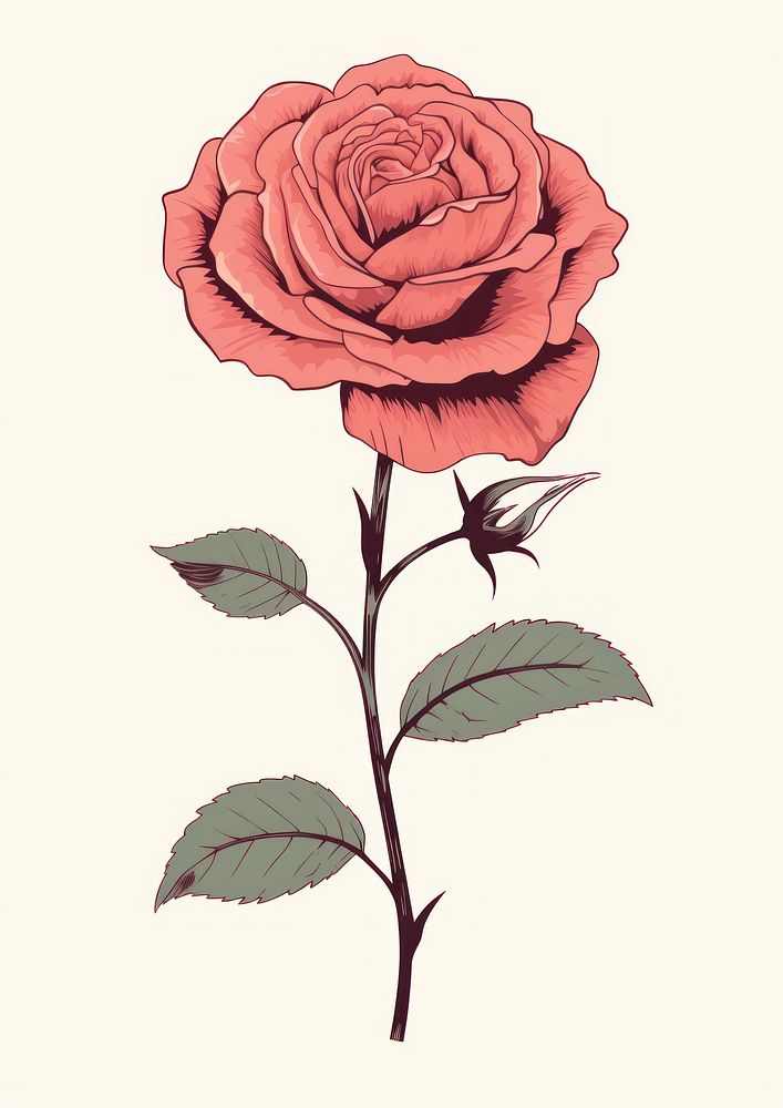Elegant detailed rose illustration | Free Photo Illustration - rawpixel
