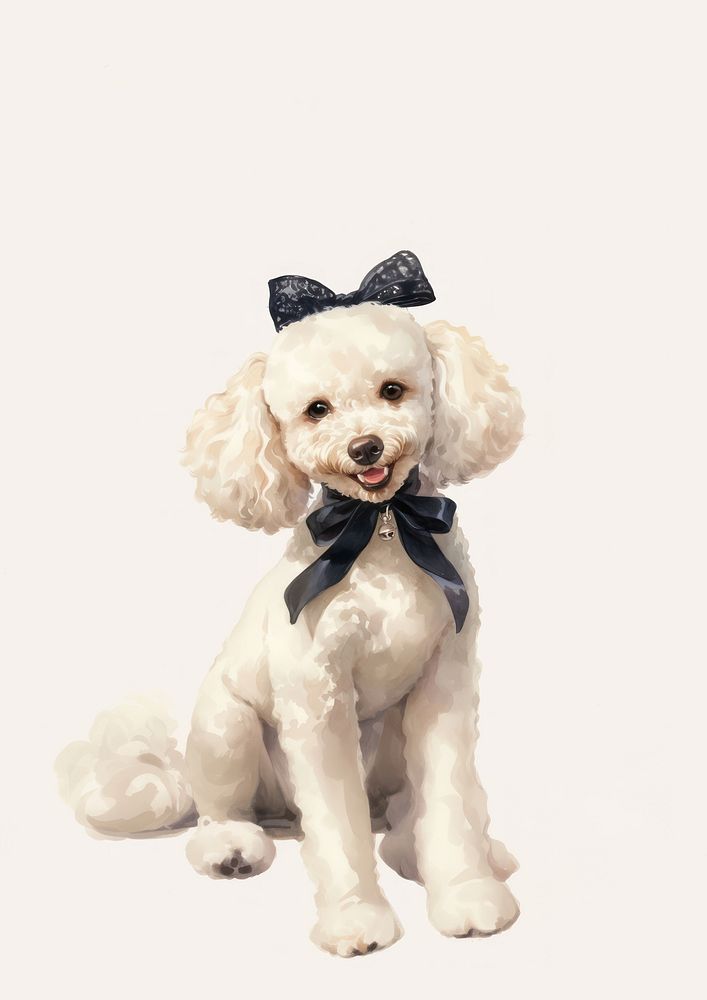 Adorable poodle with bow | Free Photo Illustration - rawpixel