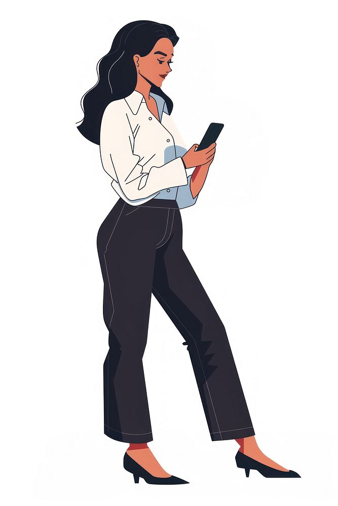 Woman using smartphone illustration | Free Photo Illustration - rawpixel