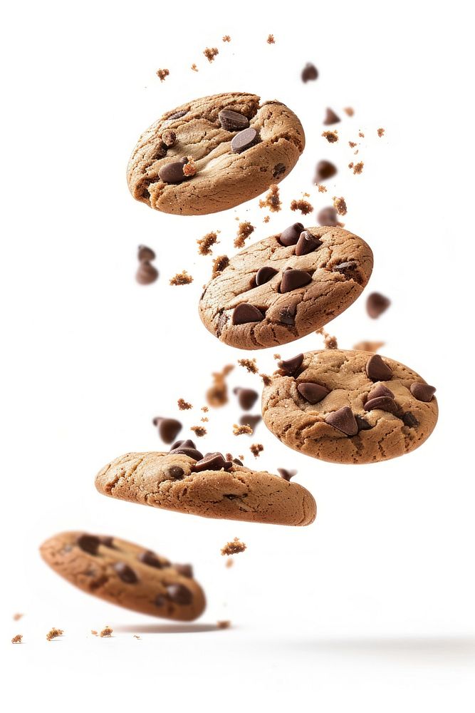Delicious chocolate chip cookies falling. | Free Photo - rawpixel