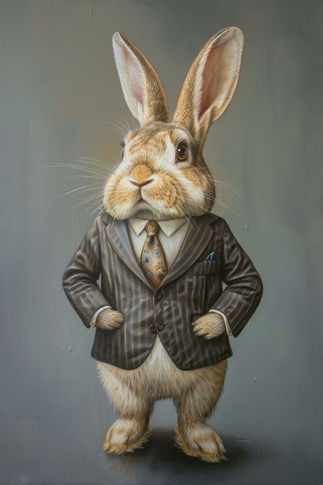 Dapper rabbit in formal attire | Free Photo Illustration - rawpixel