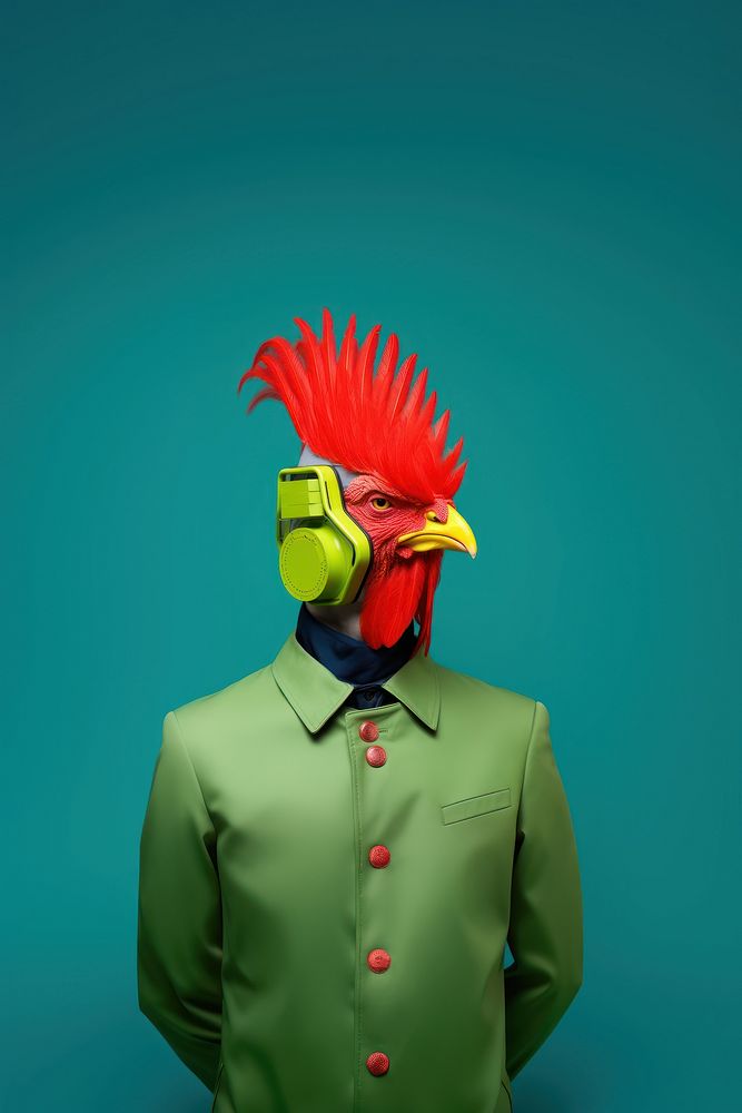 Surreal rooster humanoid with headphones | Free Photo - rawpixel