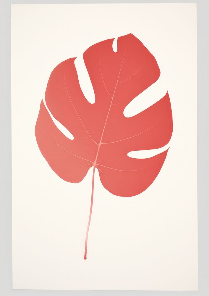 Minimalist red monstera leaf illustration | Free Photo Illustration ...