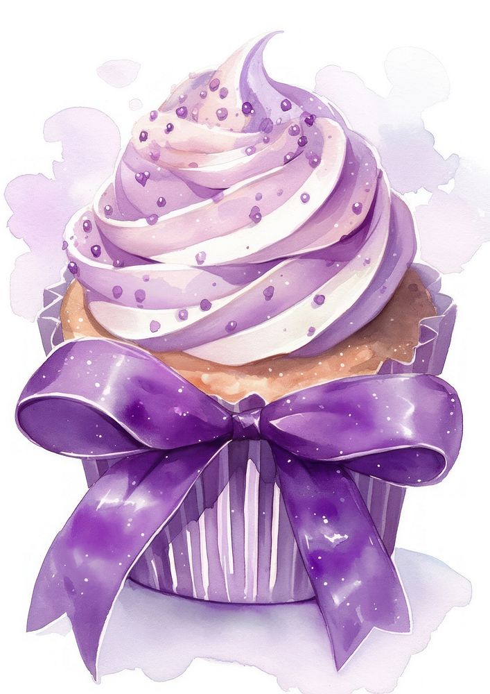 Purple coquette cupcake dessert person | Free Photo Illustration - rawpixel