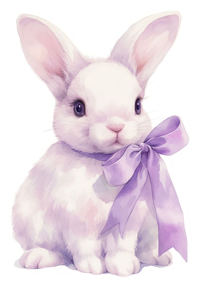 Purple coquette cute rabbit wildlife | Free Photo Illustration - rawpixel
