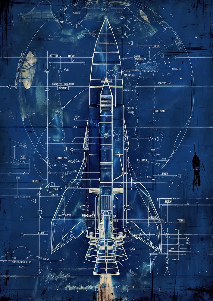 Blueprint rocket space exploration design | Free Photo Illustration ...