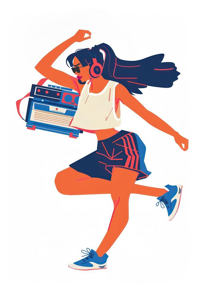 Energetic dancing girl illustration | Free Photo Illustration - rawpixel