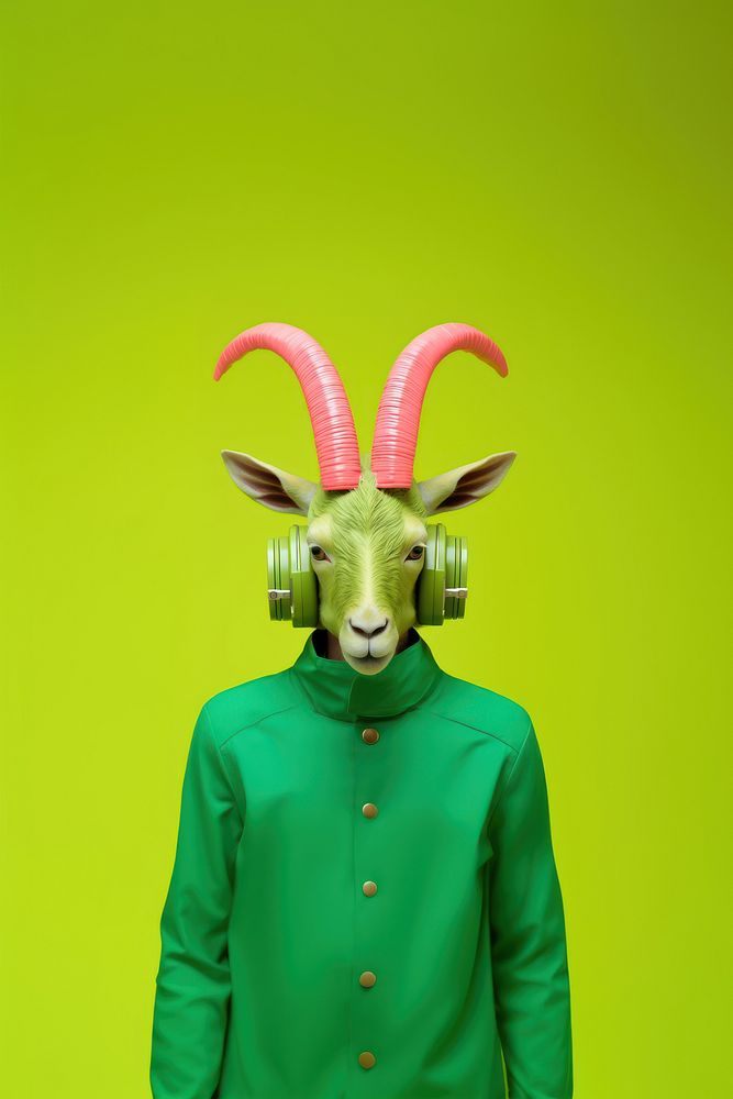 Surreal goat headphones fashion portrait | Free Photo - rawpixel
