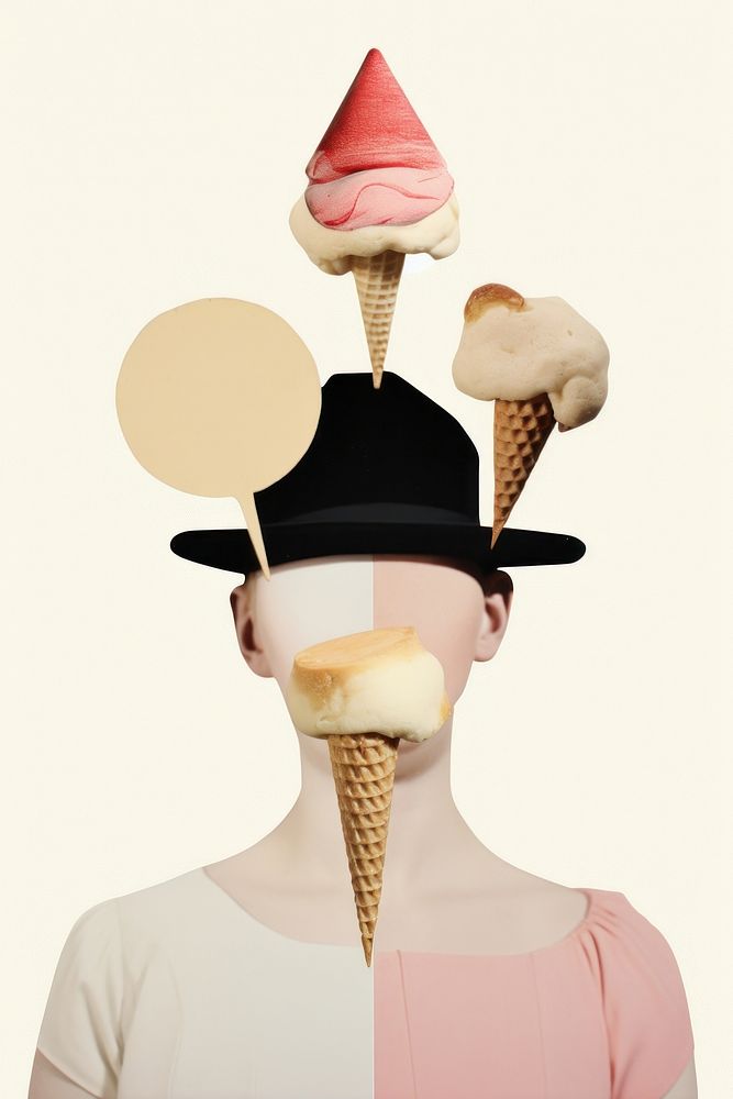 Surreal ice cream head illustration | Free Photo Illustration - rawpixel