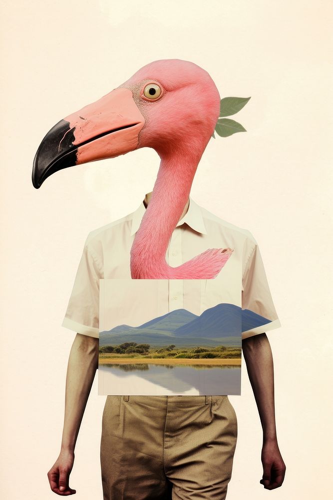 Surreal flamingo-headed human illustration | Free Photo Illustration ...