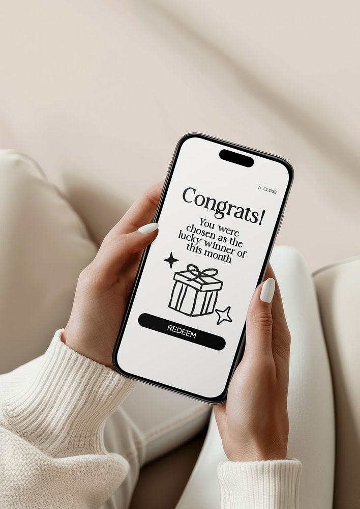 Phone screen showing reward notification | Free Photo - rawpixel