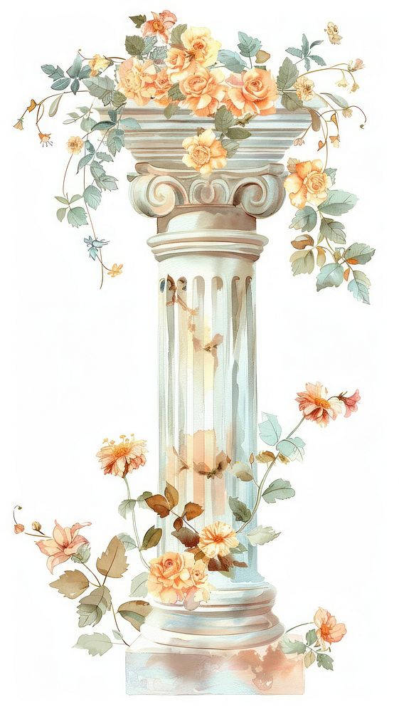 Elegant floral column illustration | Free Photo Illustration - rawpixel