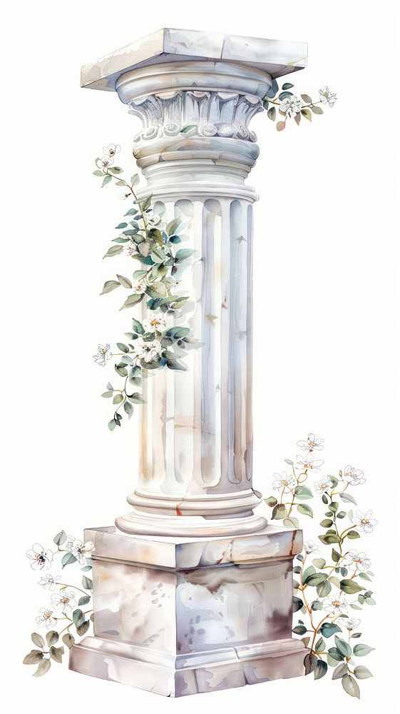 Elegant ancient column with flowers | Free Photo Illustration - rawpixel
