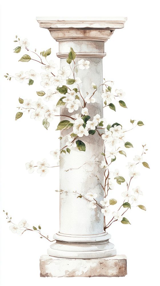 Elegant floral column illustration | Free Photo Illustration - rawpixel