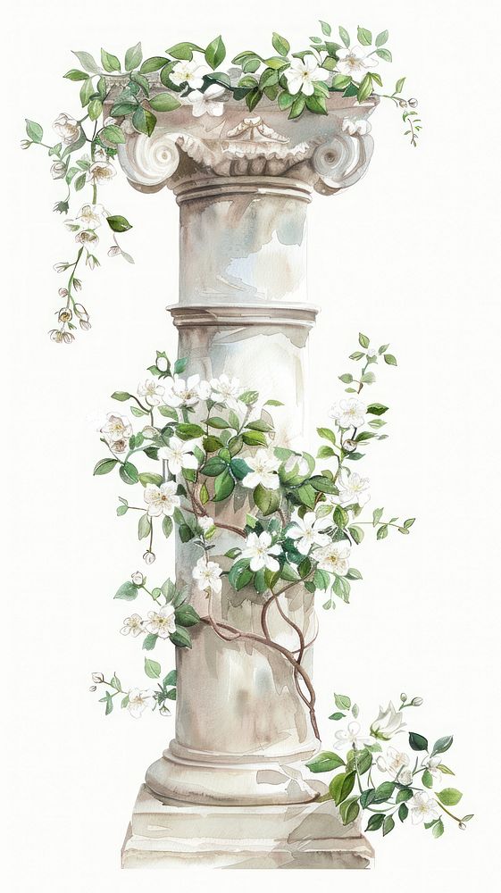 Elegant floral column illustration | Free Photo Illustration - rawpixel