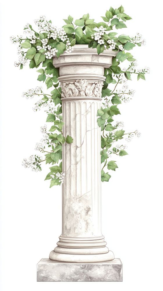 Elegant ancient column with vines | Free Photo Illustration - rawpixel