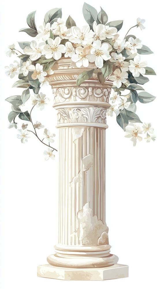 Elegant floral column illustration | Free Photo Illustration - rawpixel