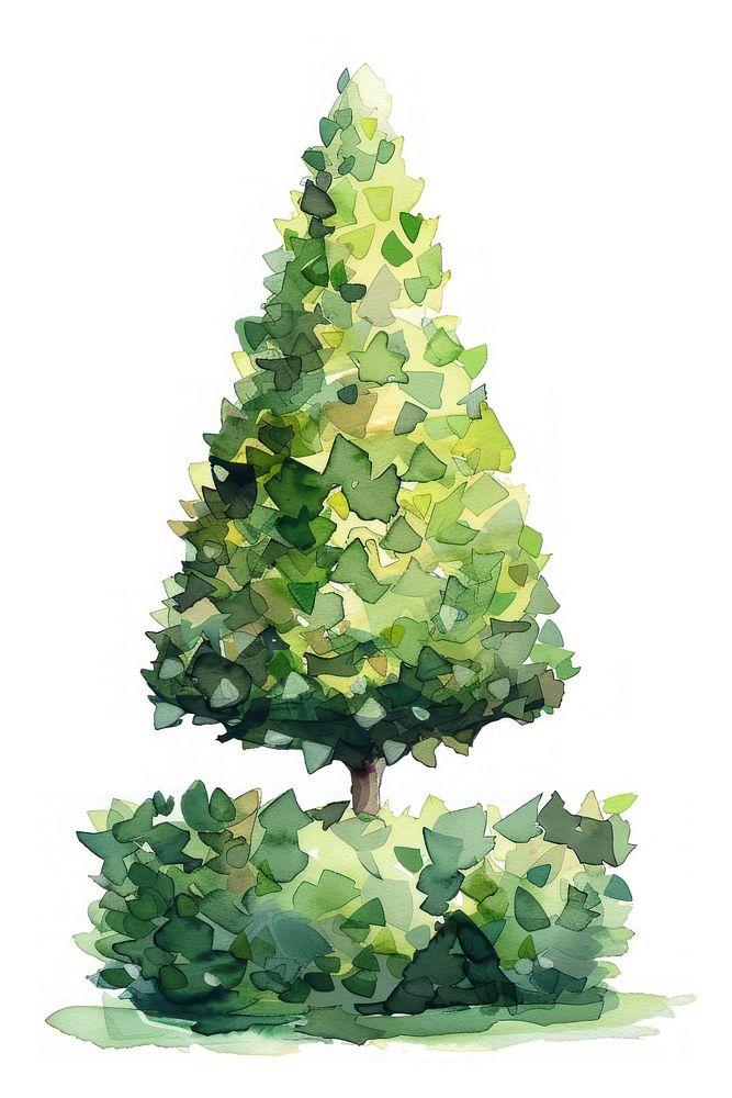 Watercolor evergreen tree illustration | Free Photo Illustration - rawpixel