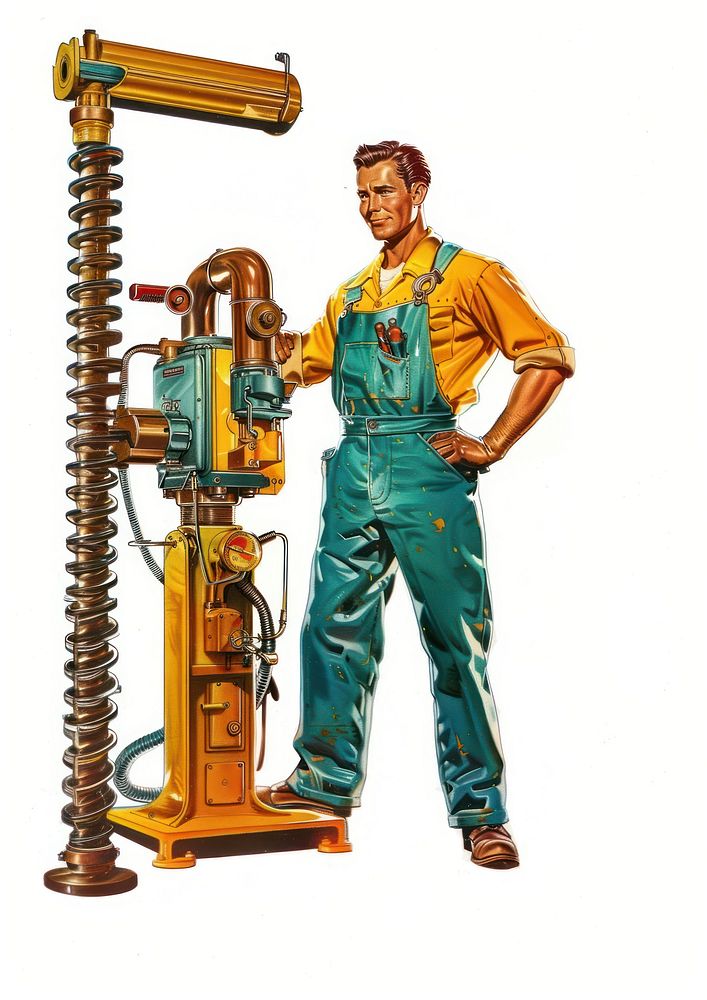 Vintage machinist illustration with equipment | Free Photo Illustration ...