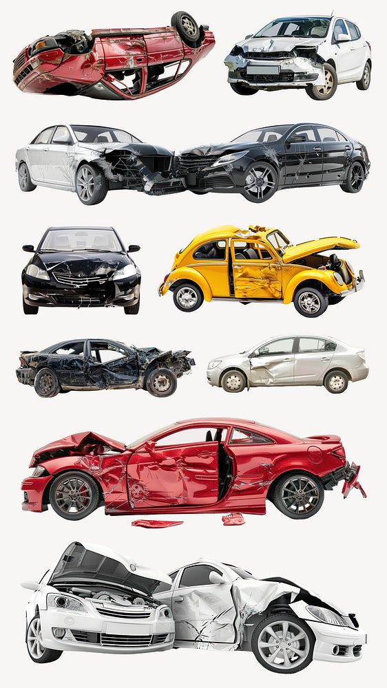 Crashed car design element set | Free Photo - rawpixel
