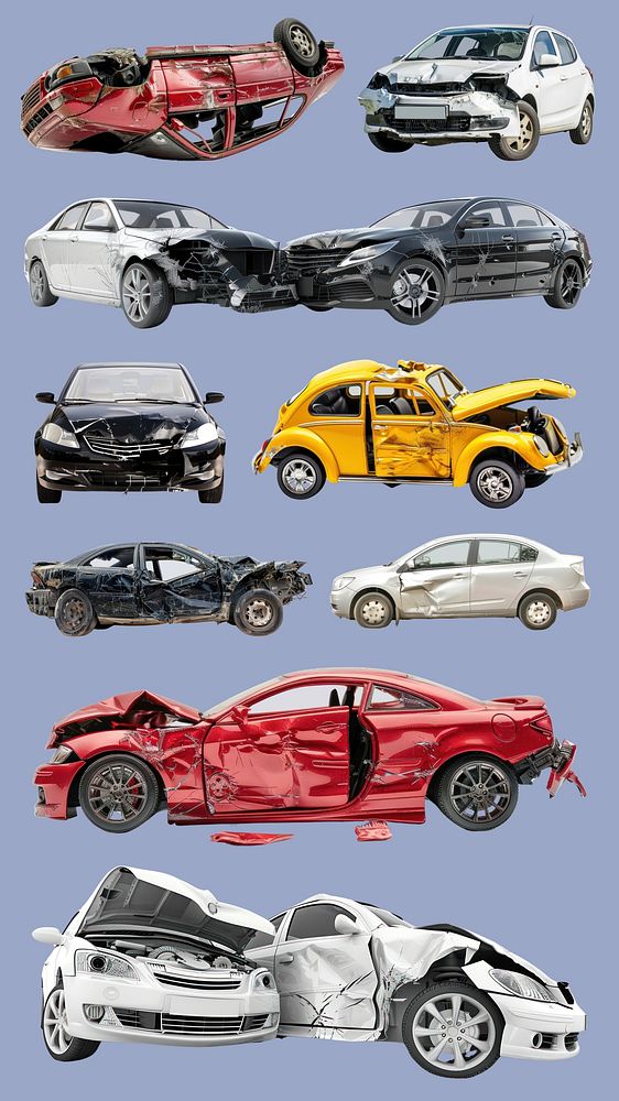 Crashed car design element set | Free Photo - rawpixel
