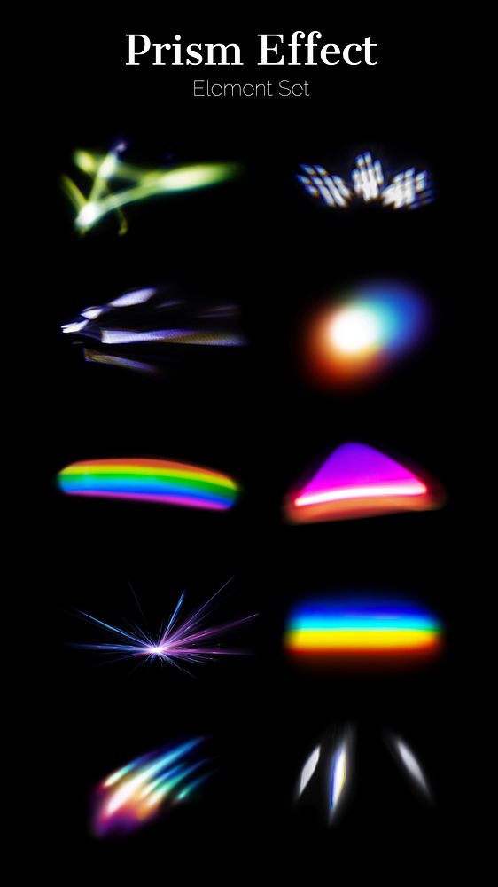 Prism effect design element set | Free Photo - rawpixel