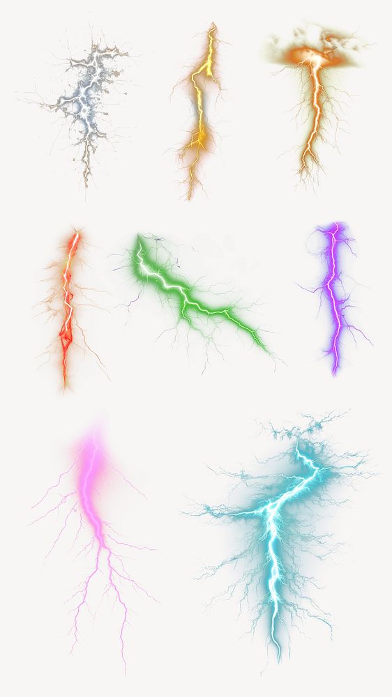 Lightning design element set | Free Photo - rawpixel