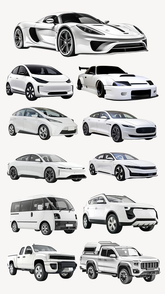 White car design element set | Free Photo - rawpixel