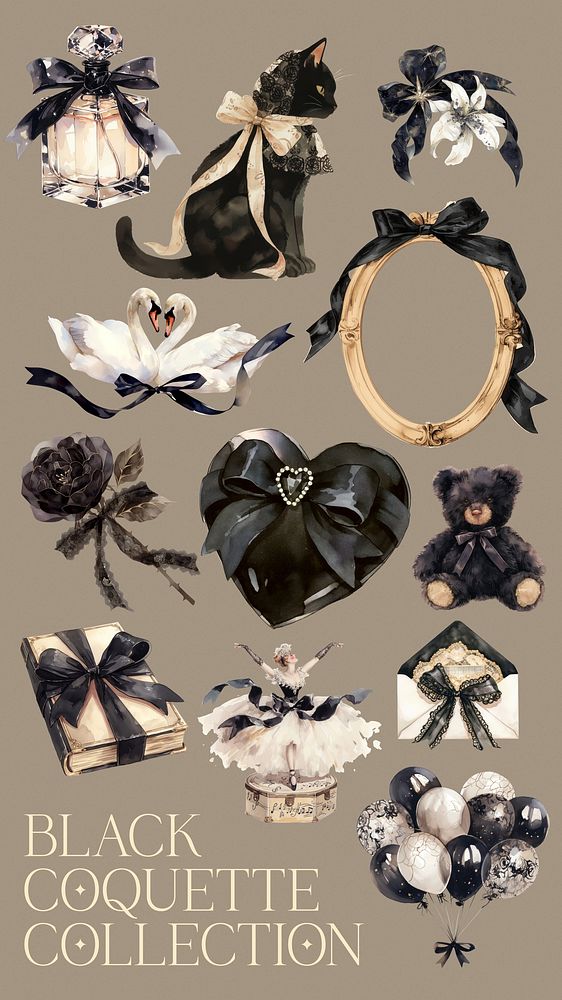 Watercolor black coquette design element | Premium Photo - rawpixel