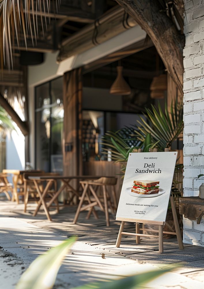 Rustic outdoor deli sandwich a-frame | Free Photo - rawpixel